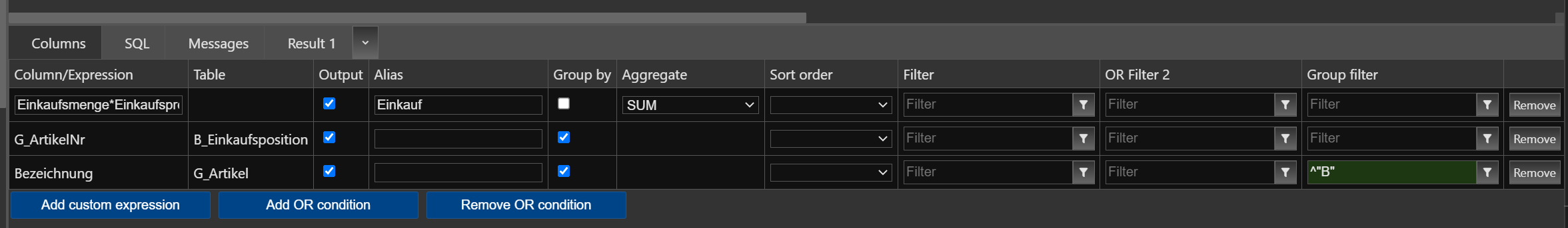 FEAT: Add multiple filter colums in query designer to create an OR between different rows of ...
