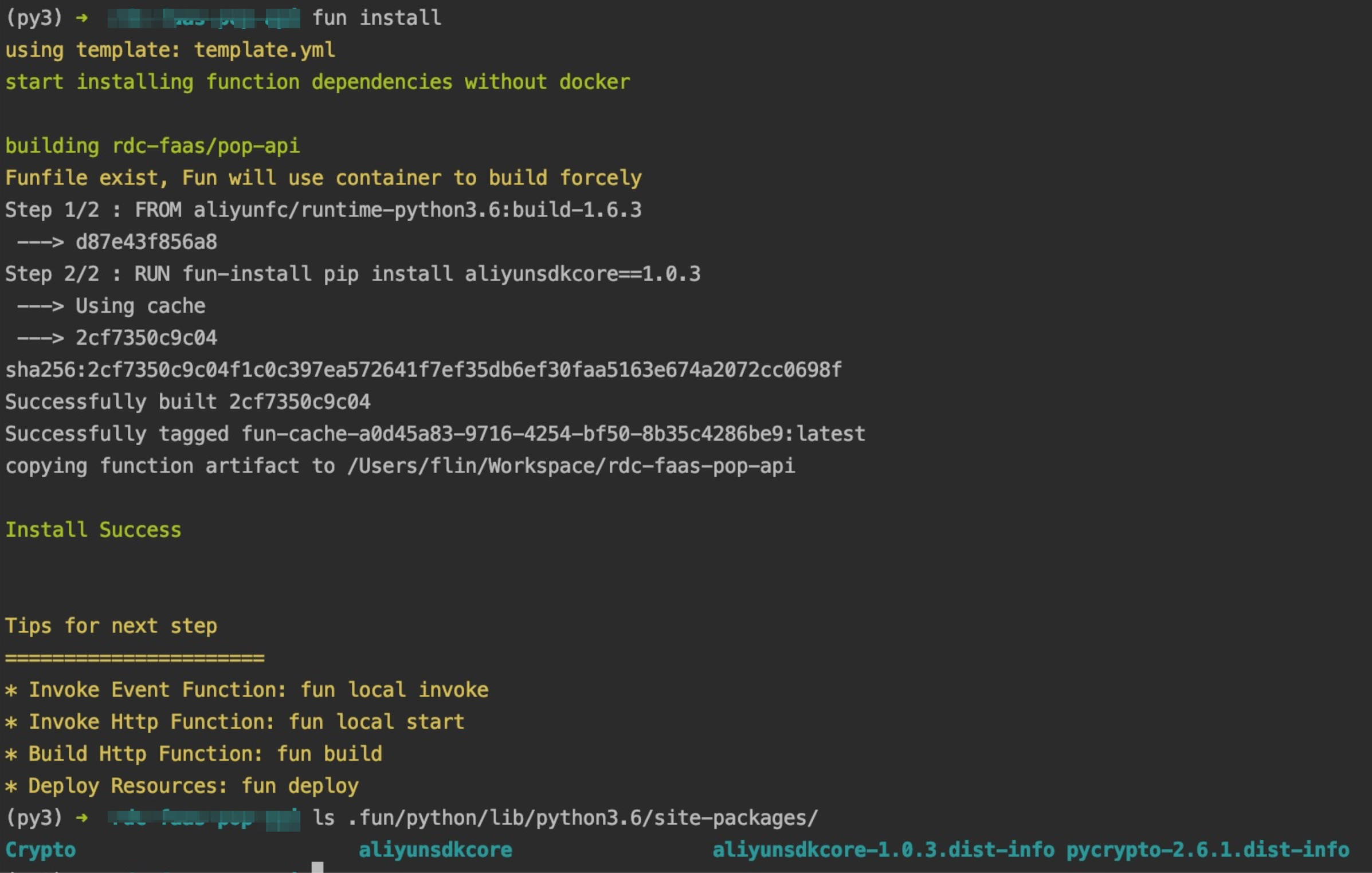 Python环境新增fun.yaml依赖后fun install不生效 · Issue #469 · alibaba/funcraft · GitHub