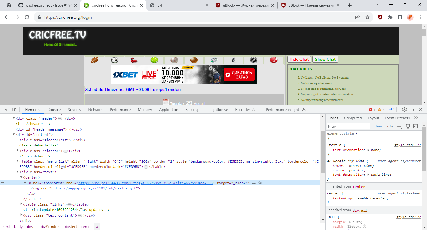 cricfree.org: ads · Issue #19493 · uBlockOrigin/uAssets · GitHub