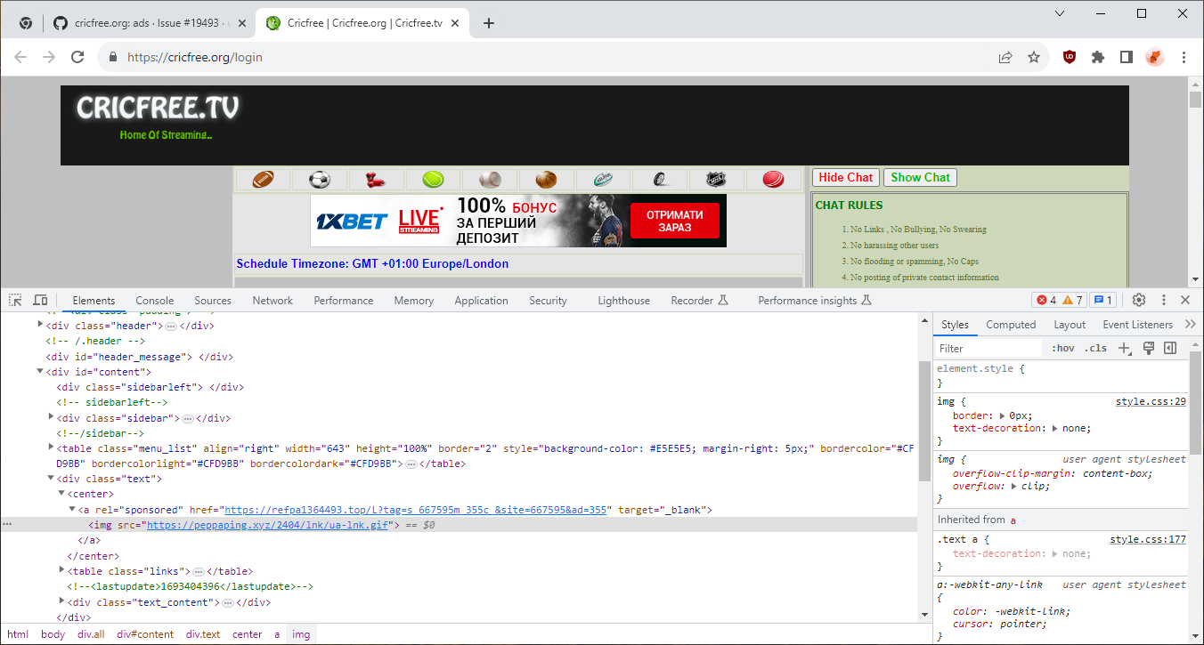 cricfree.org: ads · Issue #19493 · uBlockOrigin/uAssets · GitHub