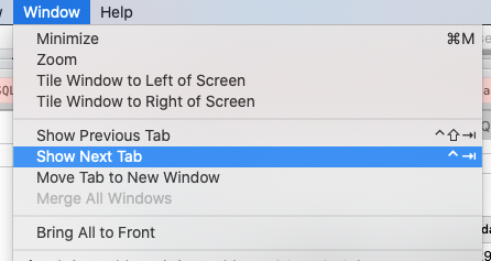 “Select Next Tab” in Window menu mapped to wrong function · Issue #1543 · TablePlus/TablePlus ...