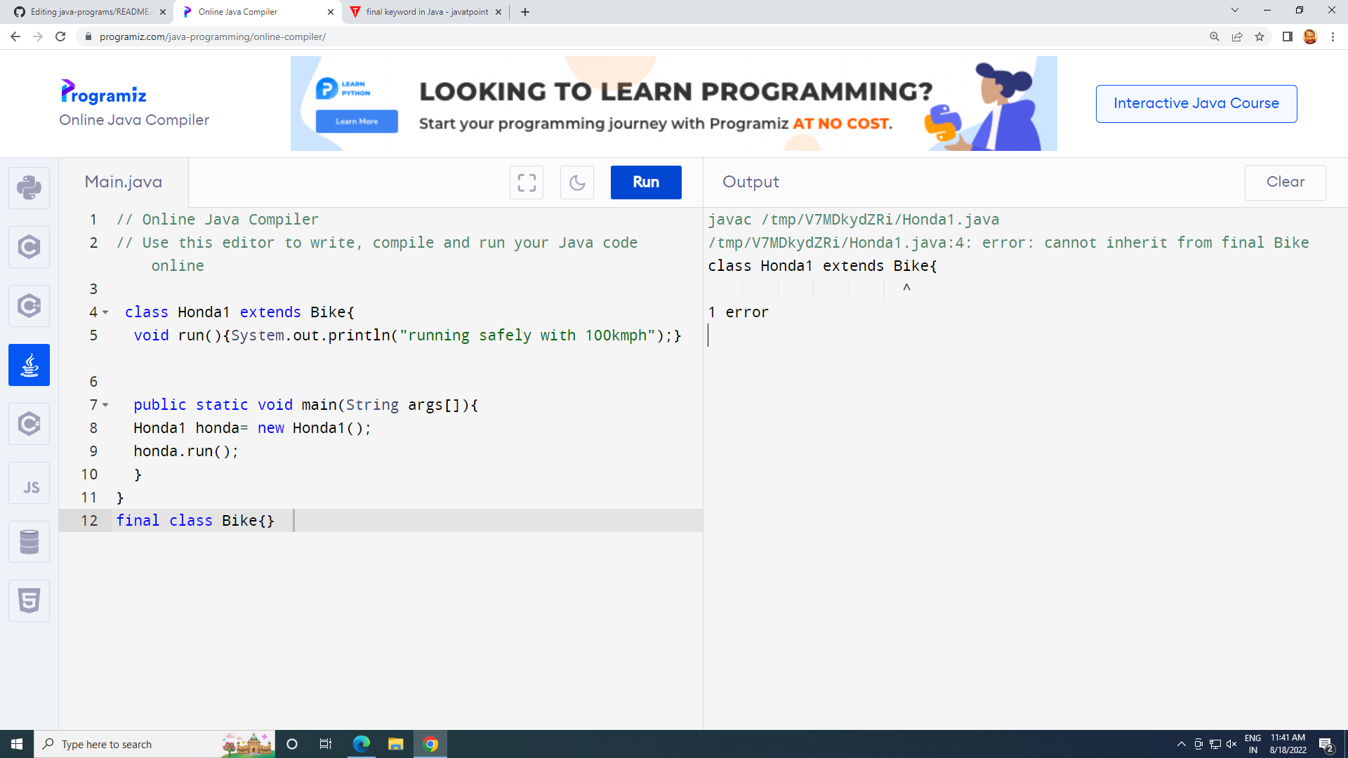 GitHub - sselva11/java-programs: snapshots for program output