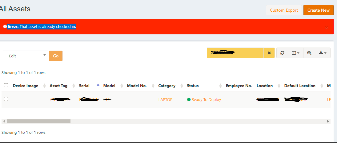 Error: That asset is already checked in. · Issue #11999 · grokability/snipe-it · GitHub