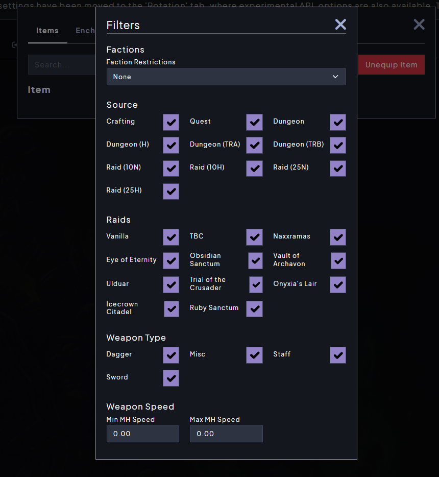 Offhand Slot not showing any items · Issue #4026 · wowsims/wotlk · GitHub