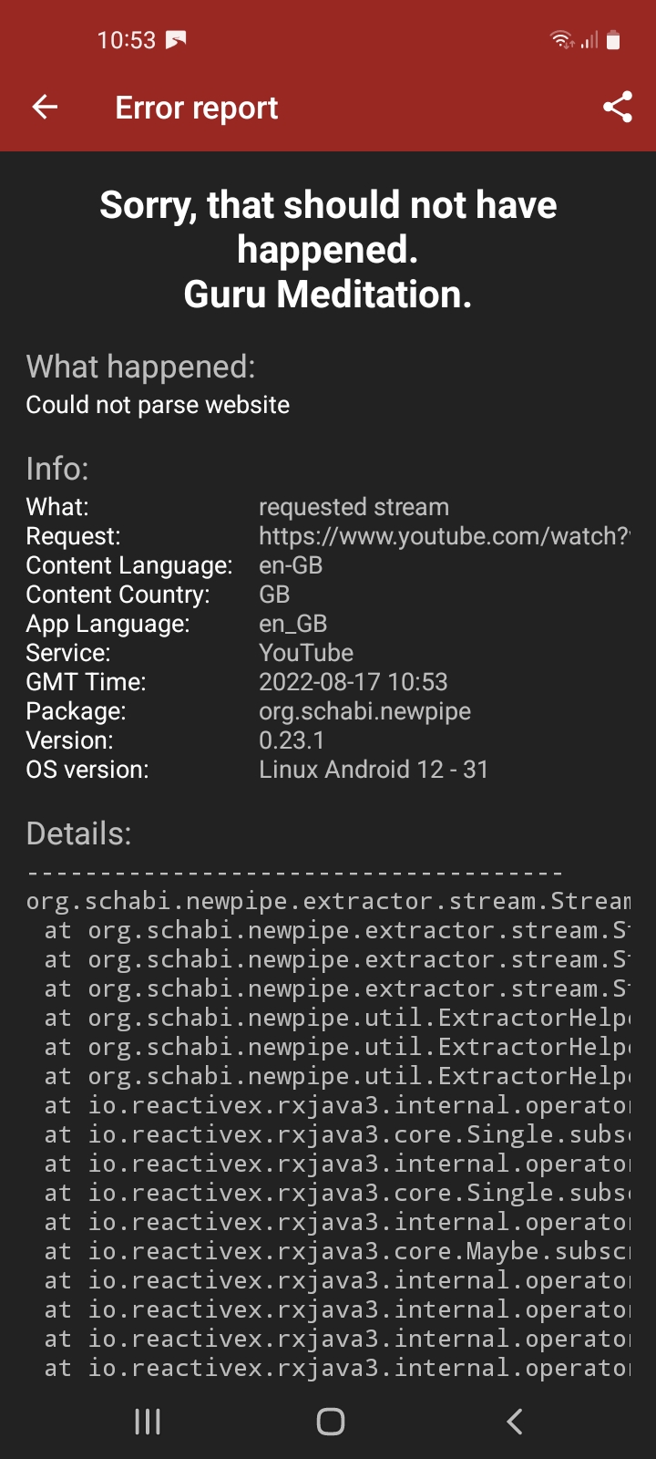 Something went wrong- pls fix this issue · Issue #8823 · TeamNewPipe/NewPipe · GitHub