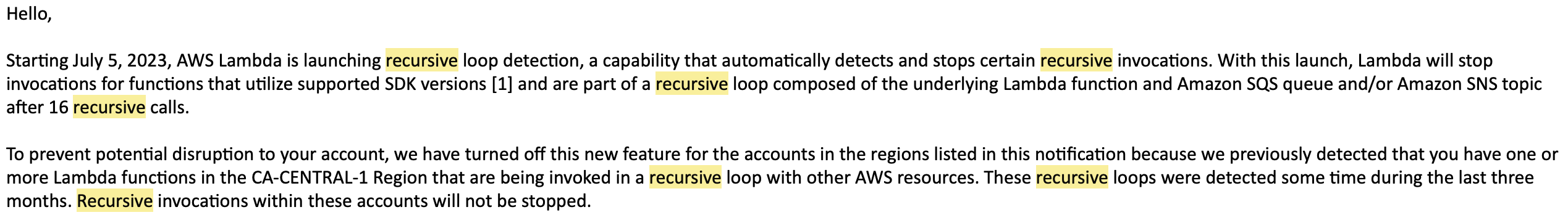 Lambda Recursion Detection Causing Failed Deployments On New Accounts · Issue 618 · Aws 