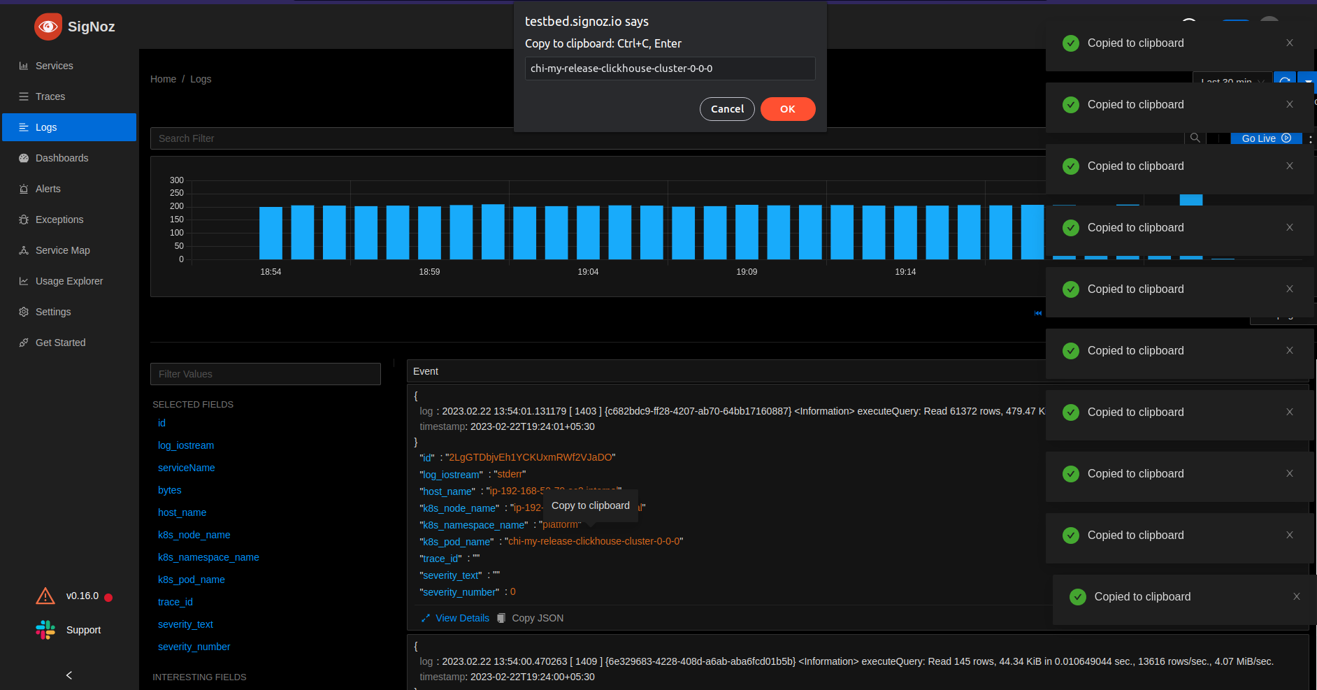 frontend: flacky copy to clipboard in log page · Issue #2331 · SigNoz/signoz · GitHub