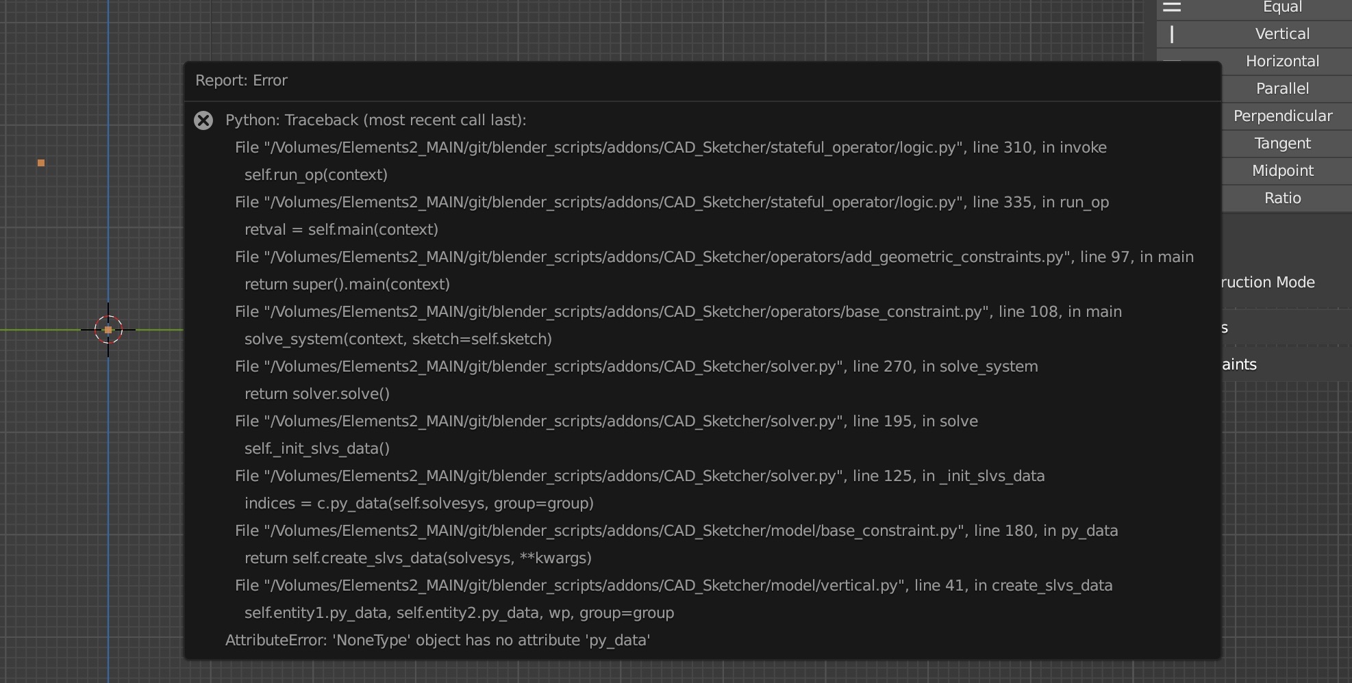 Creating Vertical Constraint leads to selver error · Issue #369 · hlorus/CAD_Sketcher · GitHub