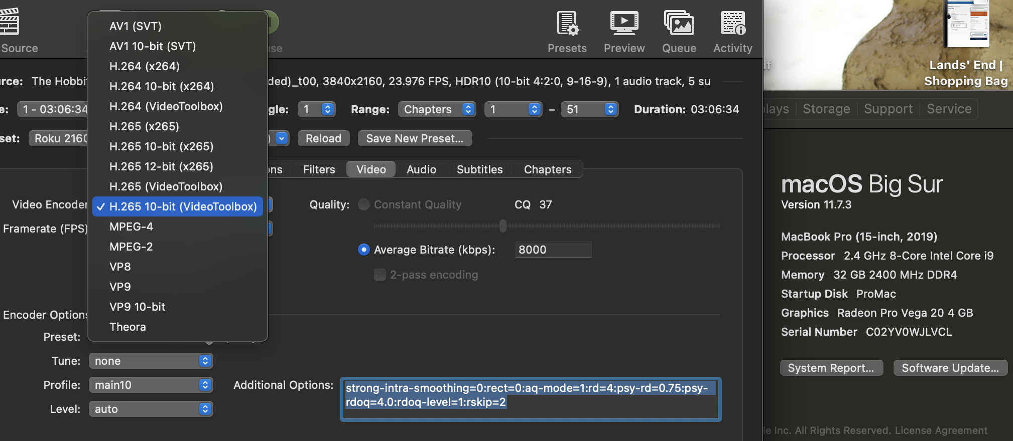Request VideoToolBox flag support: HEVC 10-bit 4:2:2 (MacOS; supported via AppleDEVTools already ...