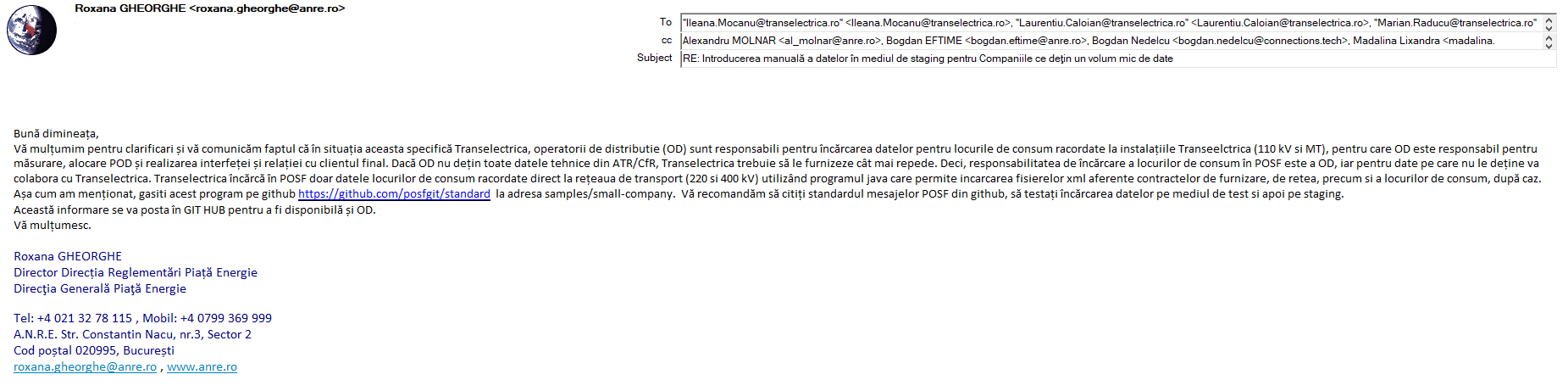 Intructiuni ANRE pentru Transelectrica, Enel Banat, DEO si DEER ref. locuri de consum · Issue ...