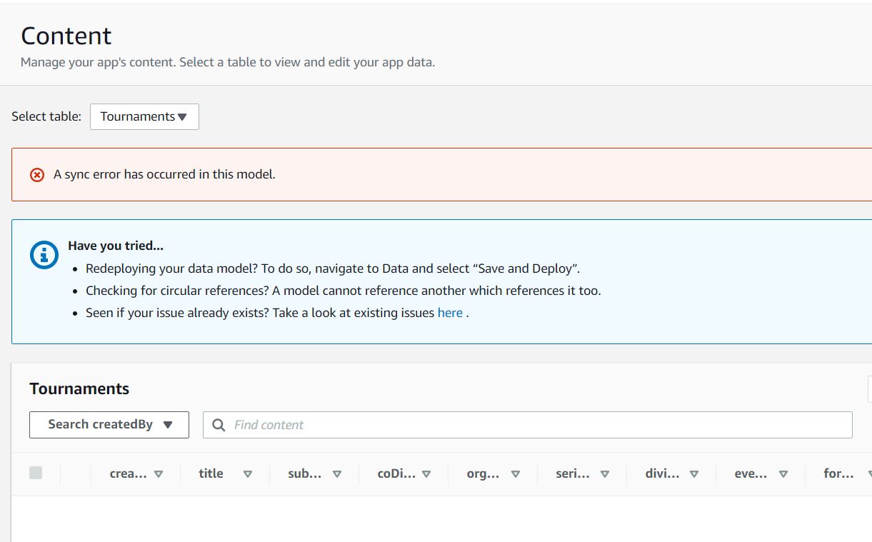 A sync error has occurred in this model. · Issue #717 · aws-amplify/amplify-studio · GitHub
