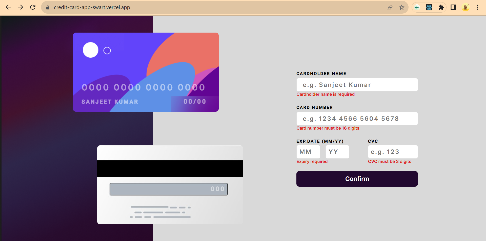 GitHub - chaursiyasanjeet/credit-card-app: A credit card web app which ...