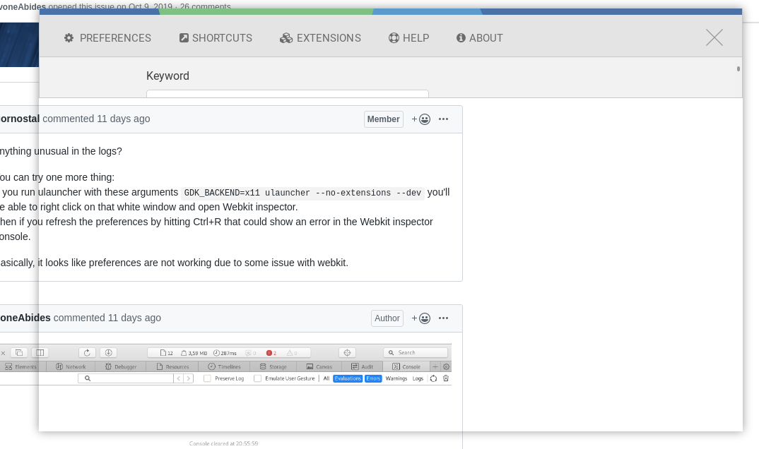 Error opening file /usr/share/ulauncher/preferences/dist/index.html: No such file or directory ...