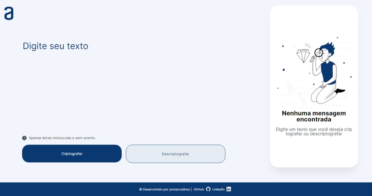 GitHub - yomarcoslinss/one-decodificador-de-texto: Decodificador de Texto desenvolvido durante o ...