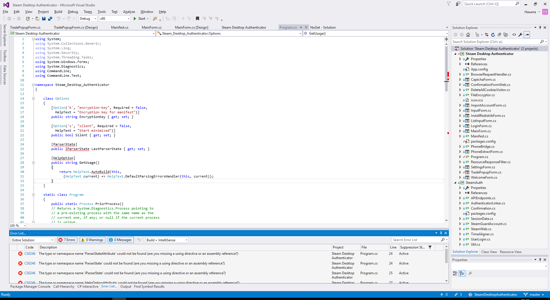 Errors in Programm.cs · Issue #380 · Jessecar96 ...