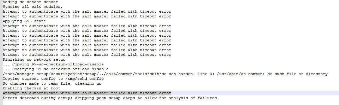 Attempt to authenticate with the salt master failed with timeout error · Security-Onion ...