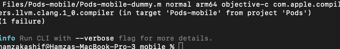 `react-native run-ios` build failure "x86_64 objective-c com.apple.compilers.llvm.clang.1_0 ...