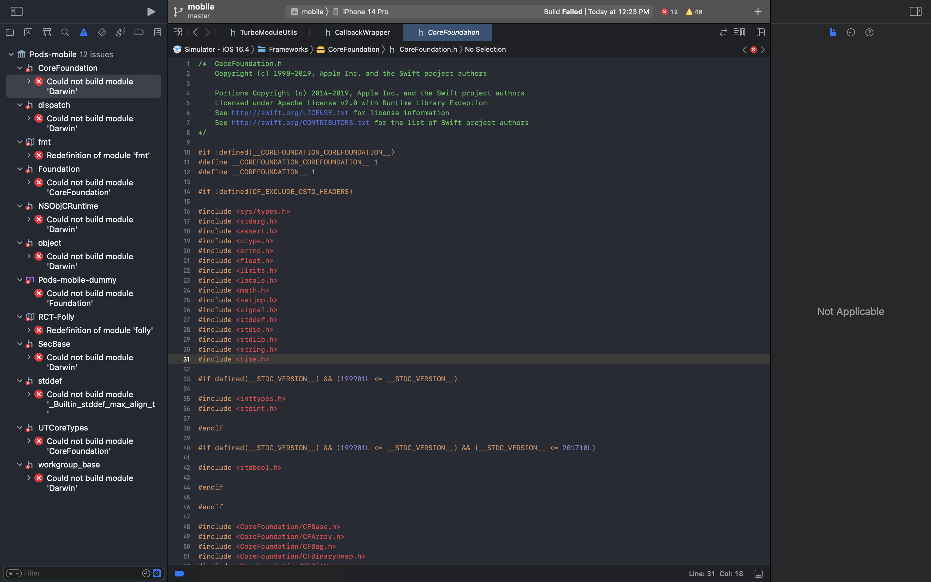 `react-native run-ios` build failure "x86_64 objective-c com.apple.compilers.llvm.clang.1_0 ...
