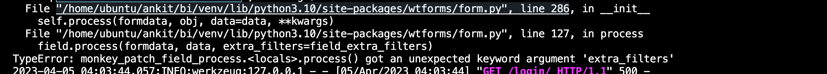 Got an unexpected keyword argument 'extra_filters' · Issue #781 · pallets-eco/wtforms · GitHub