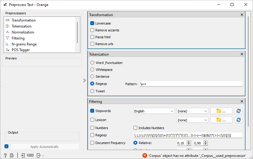 Corpus Widget Doesn`t Work · Issue 892 · Biolab Orange3 Text · Github