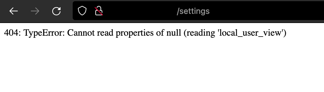 Logging out on user settings and admin settings results in error and white page · Issue #770 ...