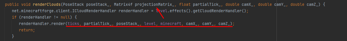`ICloudRenderHandler` and `ISkyRenderHandler` are missing `Matrix4f` parameter in their ...