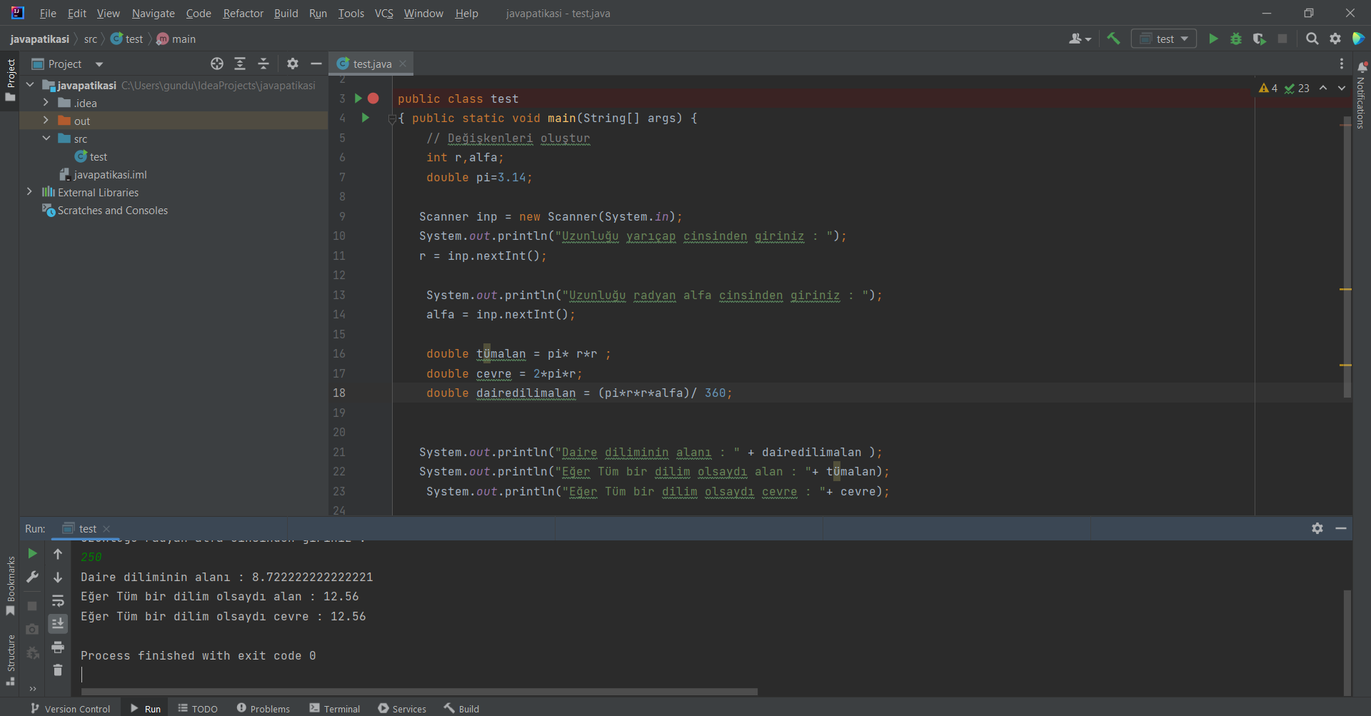 GitHub - GunduzalpEraslan/Daire-dilimi-alan-