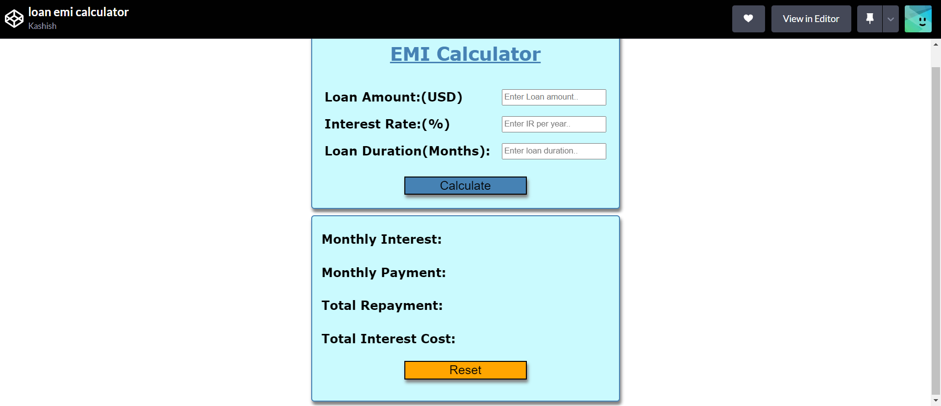 GitHub - KashishM25/Loan-EMI-Calculator