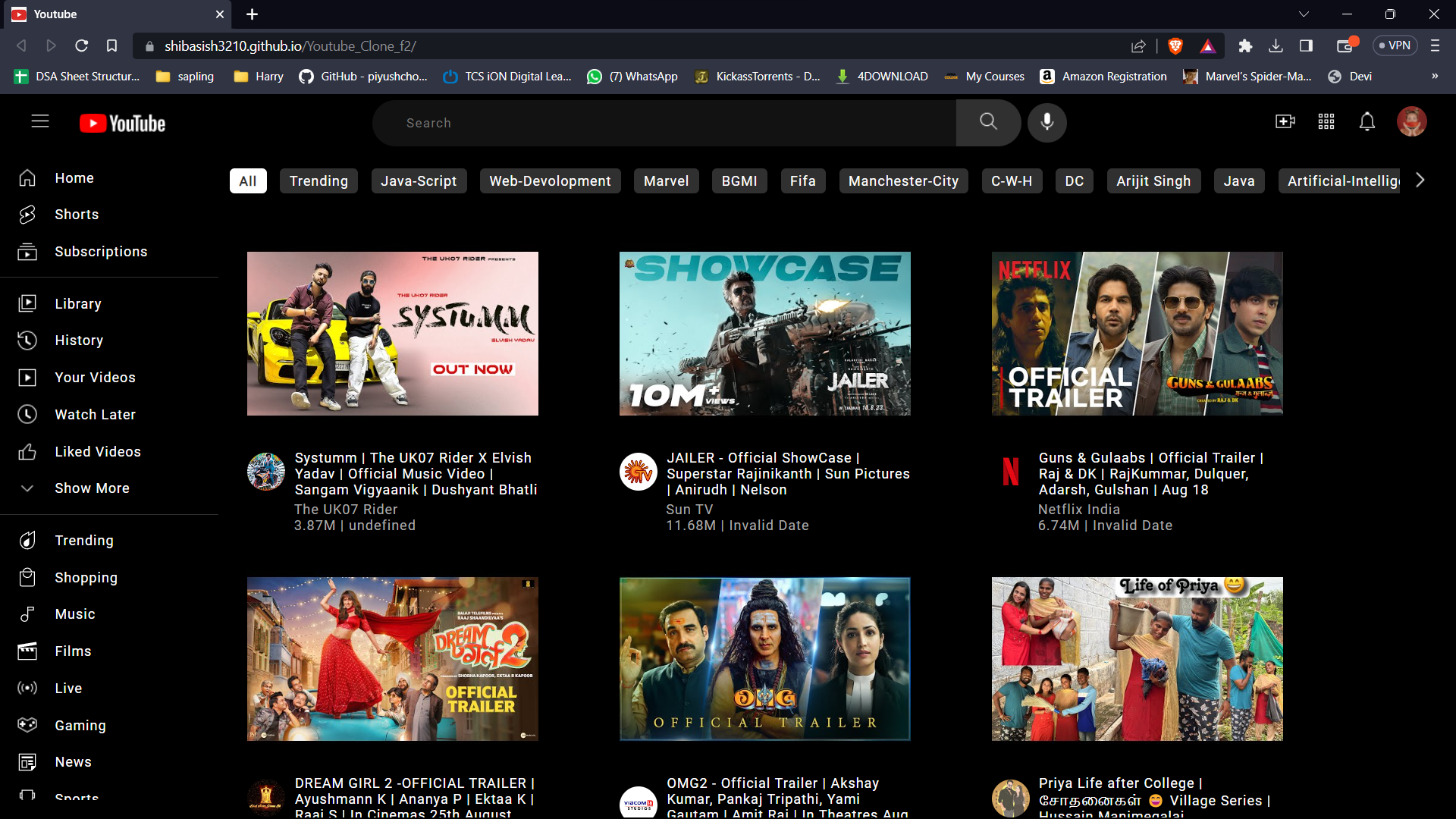 GitHub - Shibasish3210/Youtube_Clone_f2