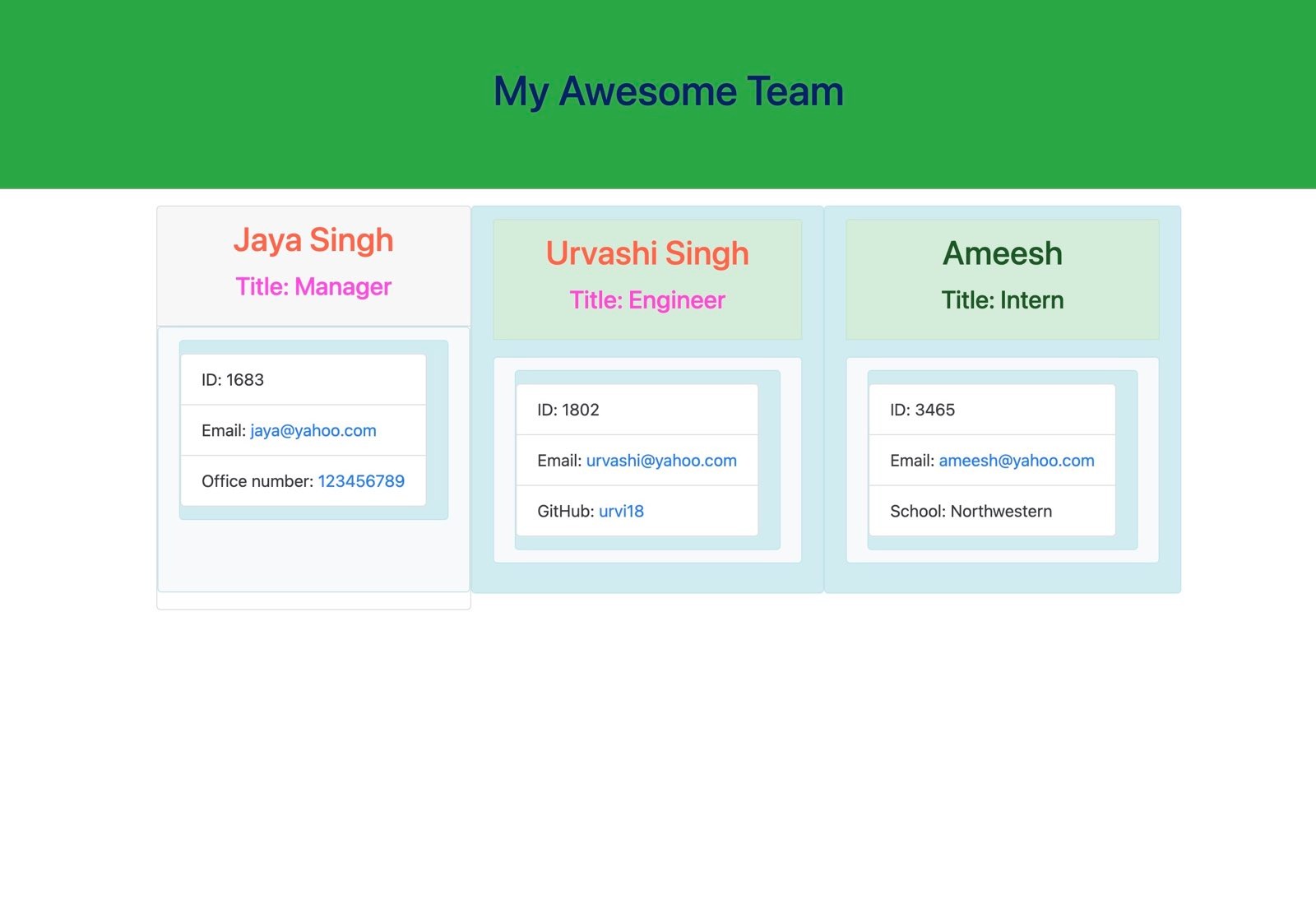 GitHub - jaya4ever/team-profile-generator: Team profile Generator