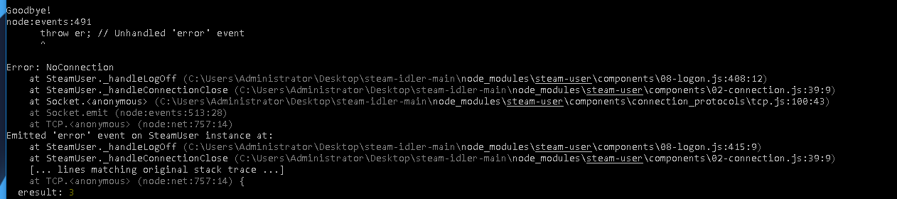 No connection · Issue #2 · 3urobeat/steam-idler · GitHub
