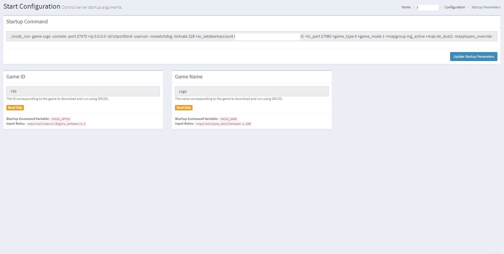 [BUG] Startup parameters not editable · Issue #877 · pterodactyl/panel · GitHub