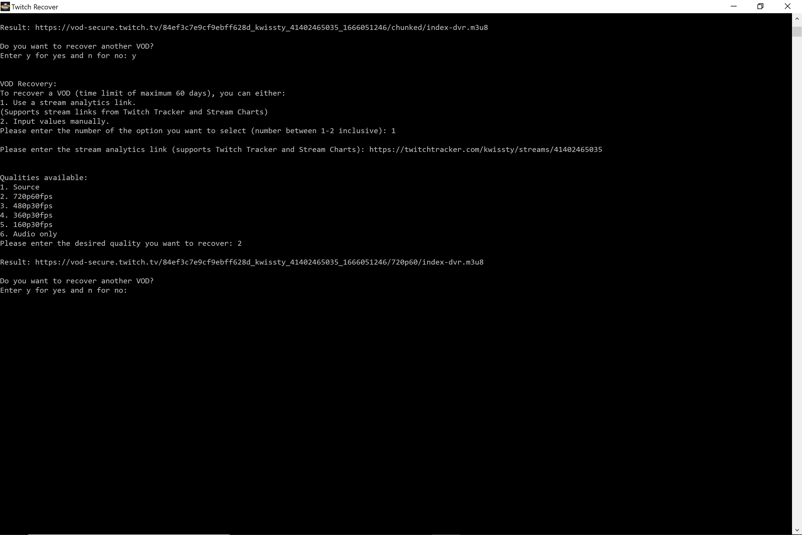 Using TwitchRecover 2.0a take TwitchTracker link BUT M3u8 file CANNOT play *explanation required ...