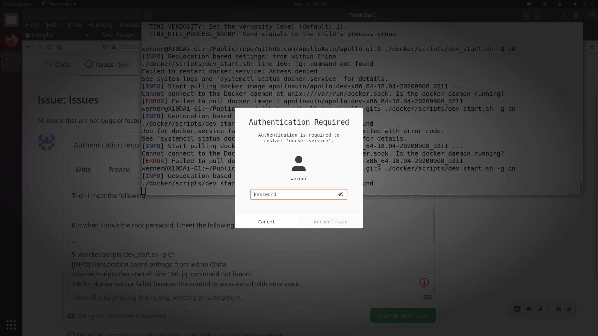 "./docker/scripts/dev_start.sh -g cn" will kill the docker daemon. · Issue #12485 · ApolloAuto ...