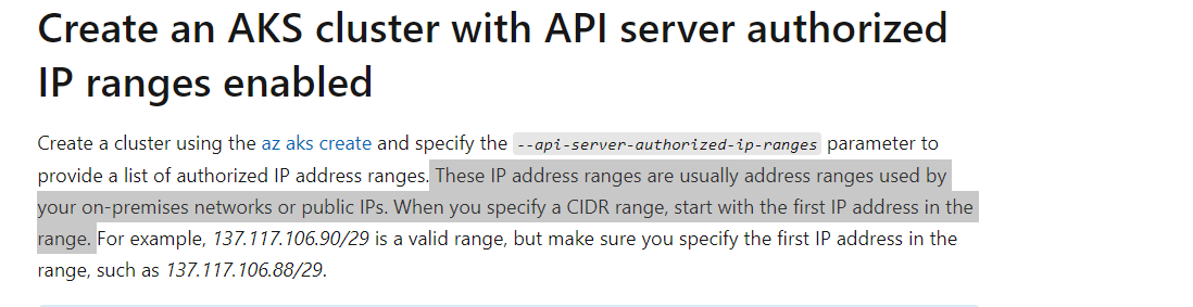 Specify that authorized IPs must be public · Issue #98356 · MicrosoftDocs/azure-docs · GitHub