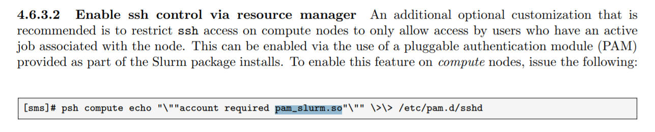 Please consider replacing pam_slurm.so with pam_slurm_adopt.so in OpenHPC manual · Issue #1022 ...