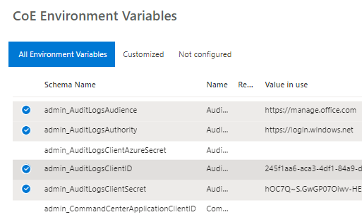 [CoE Starter Kit - COE new updates - help setting up new audit logs ...
