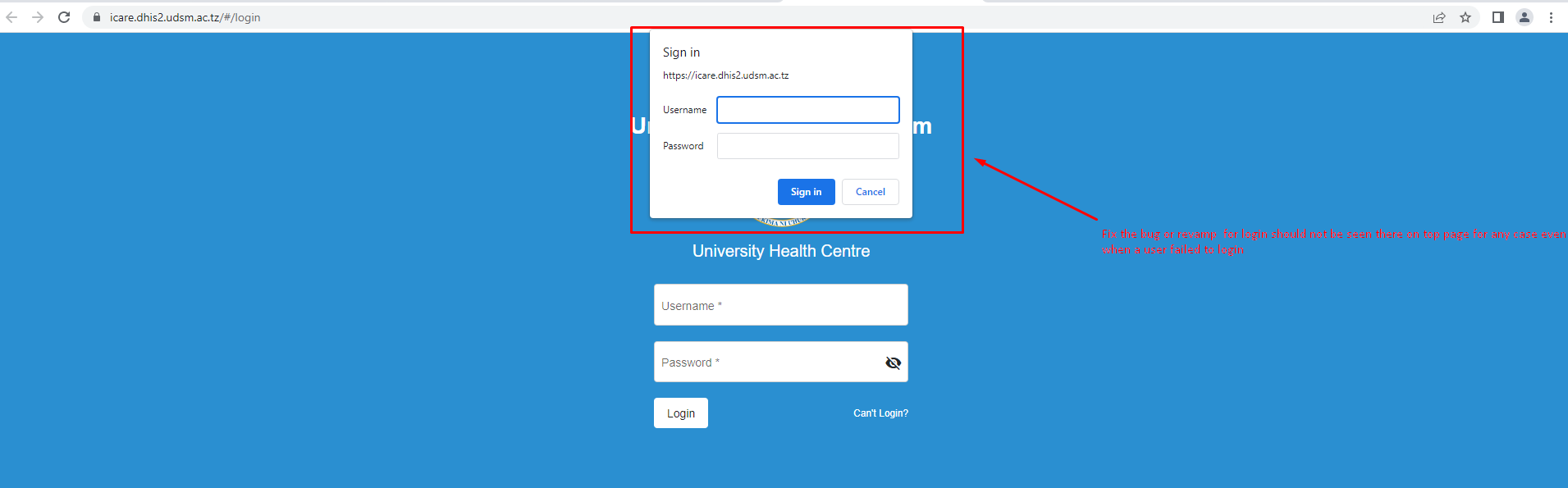 Fix bug: Login page · Issue #506 · udsm-dhis2-lab/iCareConnect · GitHub