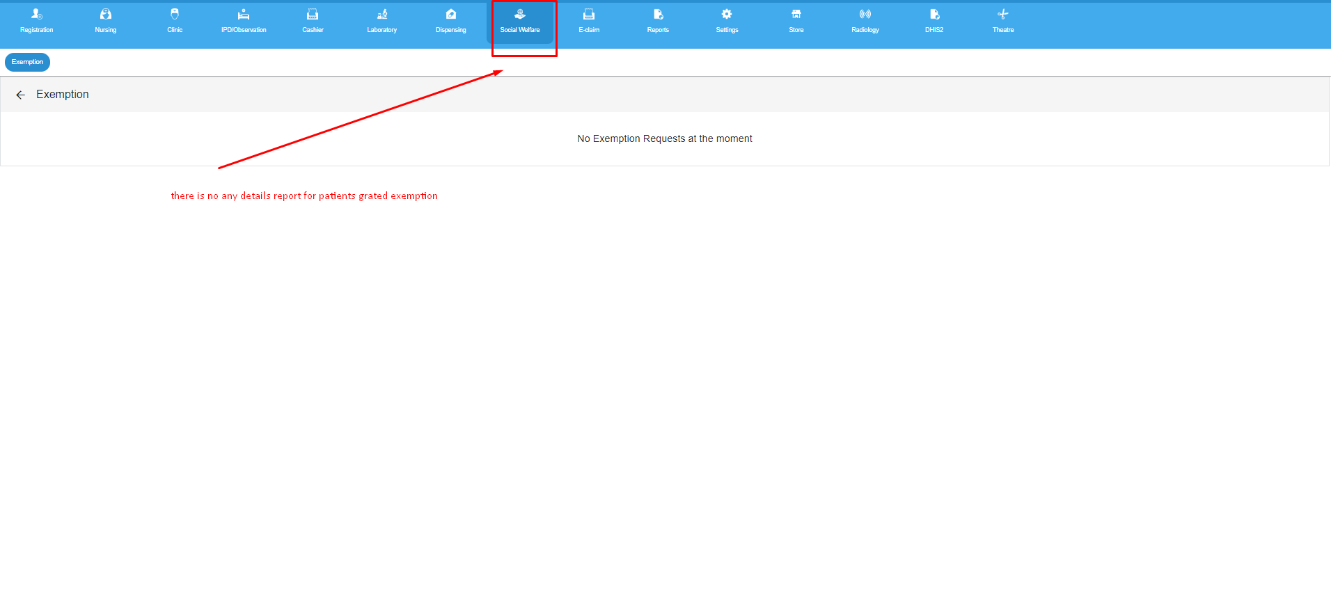Add Feature In The Report To View All List Of Patients Given Exemption Or Loans · Issue 167