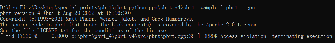 Got “ERROR Access violation--terminating execution” when using "AreaLights" and "float power ...