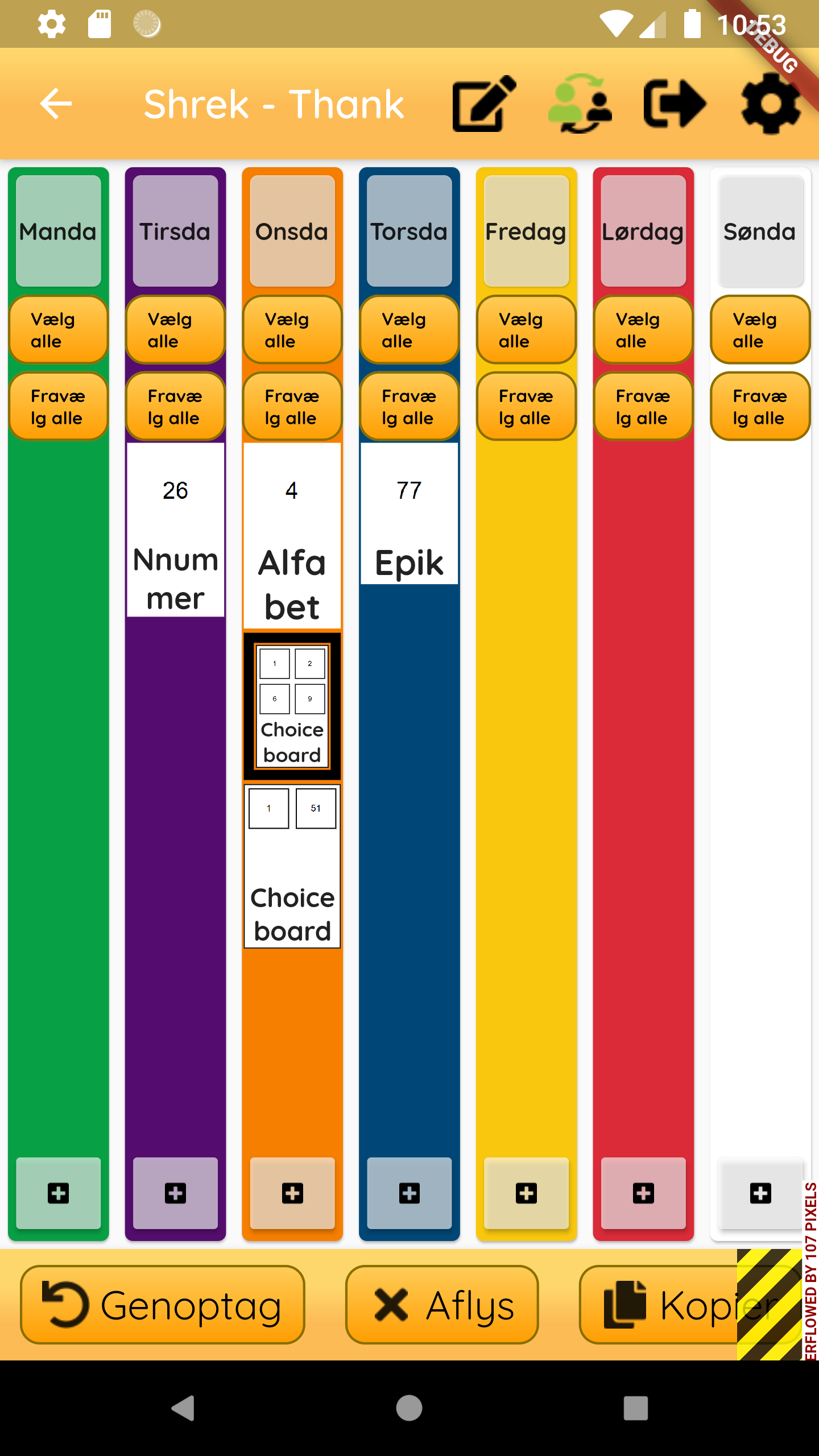 Not all buttons in the weekplan screen are visible in edit mode on a small screen (portrait ...