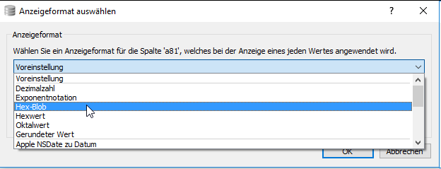 Add option to show (small) BLOBs as hex strings · Issue #1201 · sqlitebrowser/sqlitebrowser · GitHub