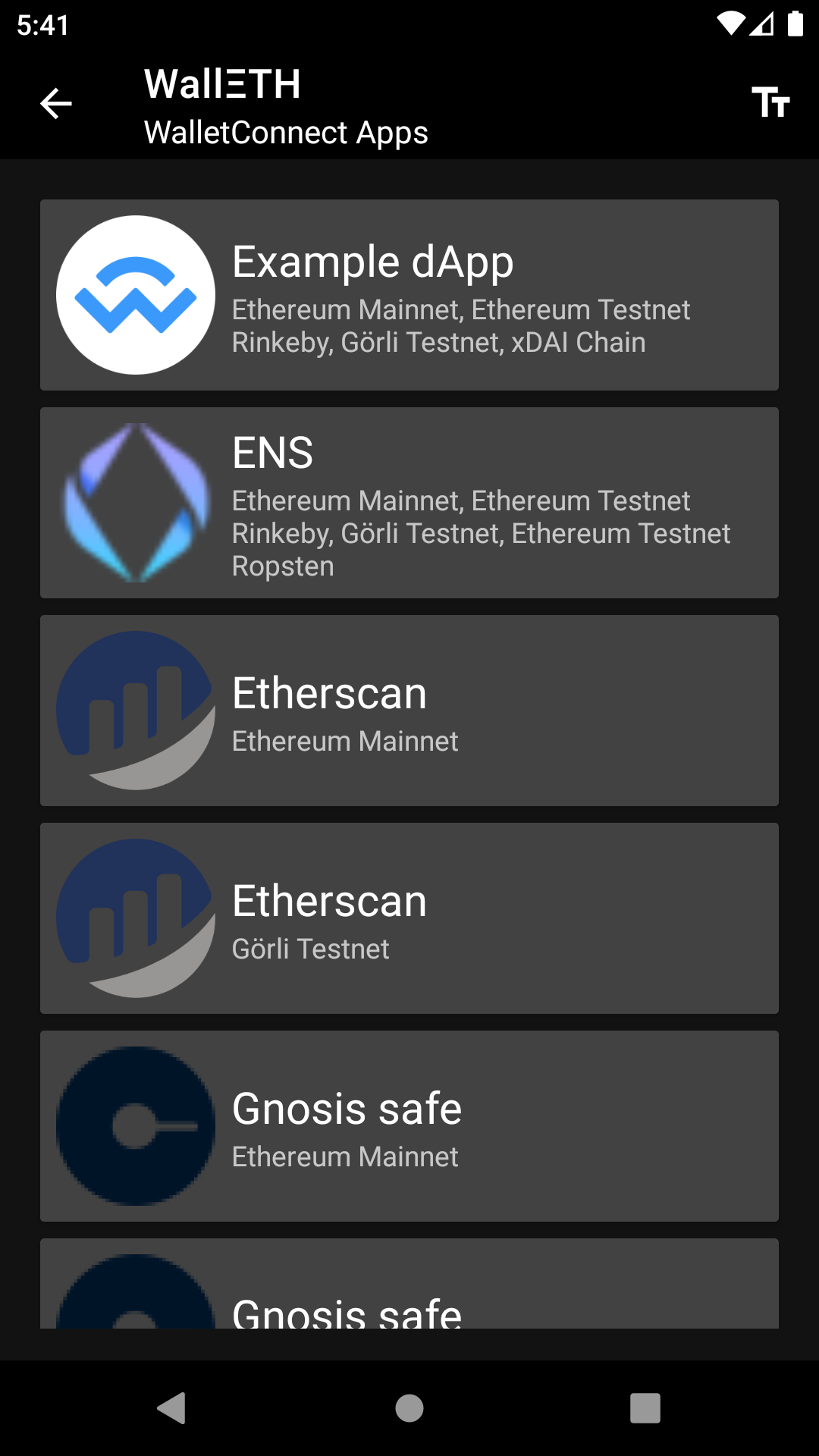 Collapse WalletConnect apps for different networks · Issue #504 · walleth/walleth · GitHub