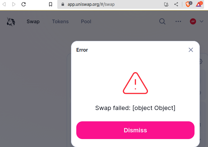 Swap Failed Object Object · Issue 5404 · Uniswapinterface · Github 