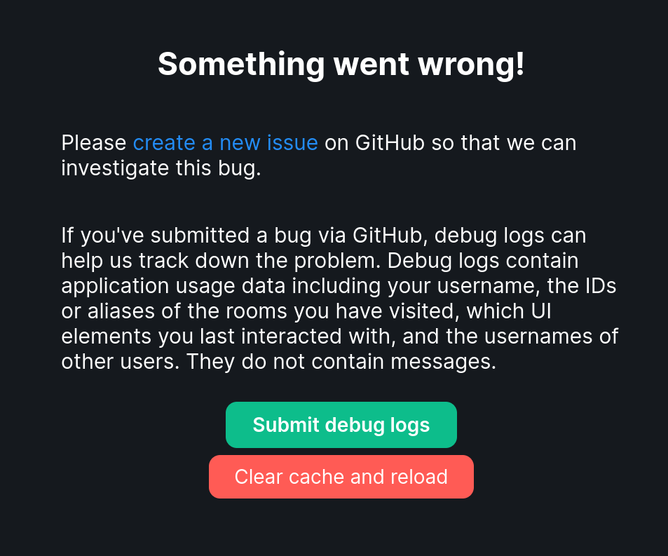 Something went wrong! · Issue #23902 · element-hq/element-web · GitHub