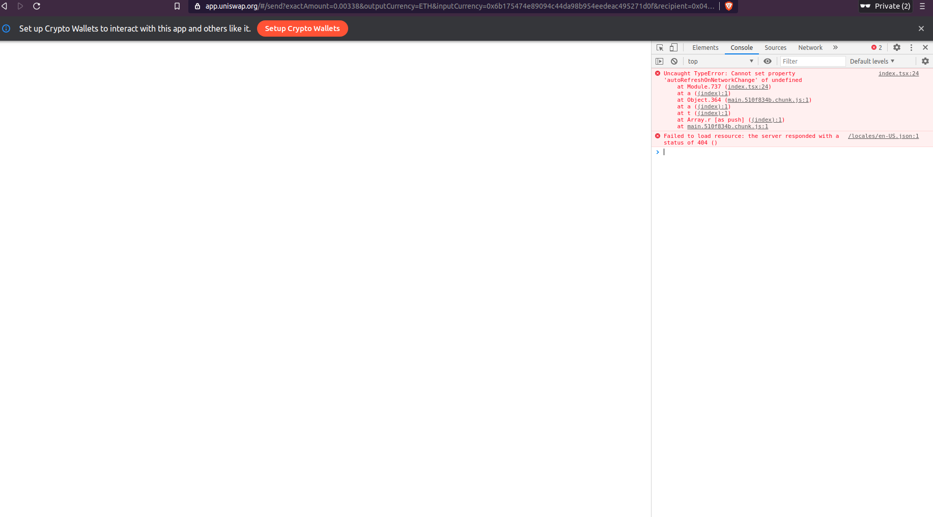 TypeError: Cannot set property 'autoRefreshOnNetworkChange' of undefined · Issue #1214 · Uniswap ...