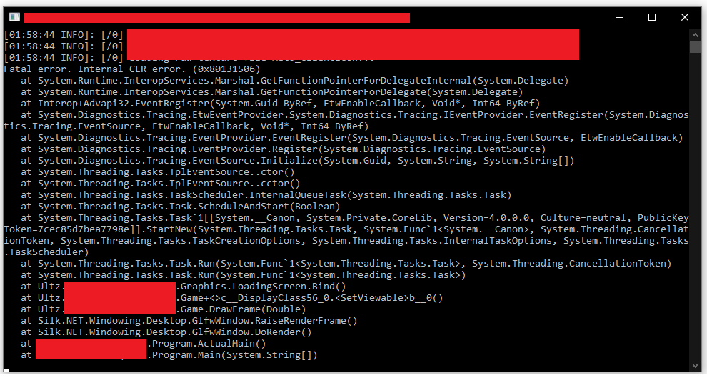 Taskrun Failing With Broken Exceptions And Internal Clr Errors · Issue