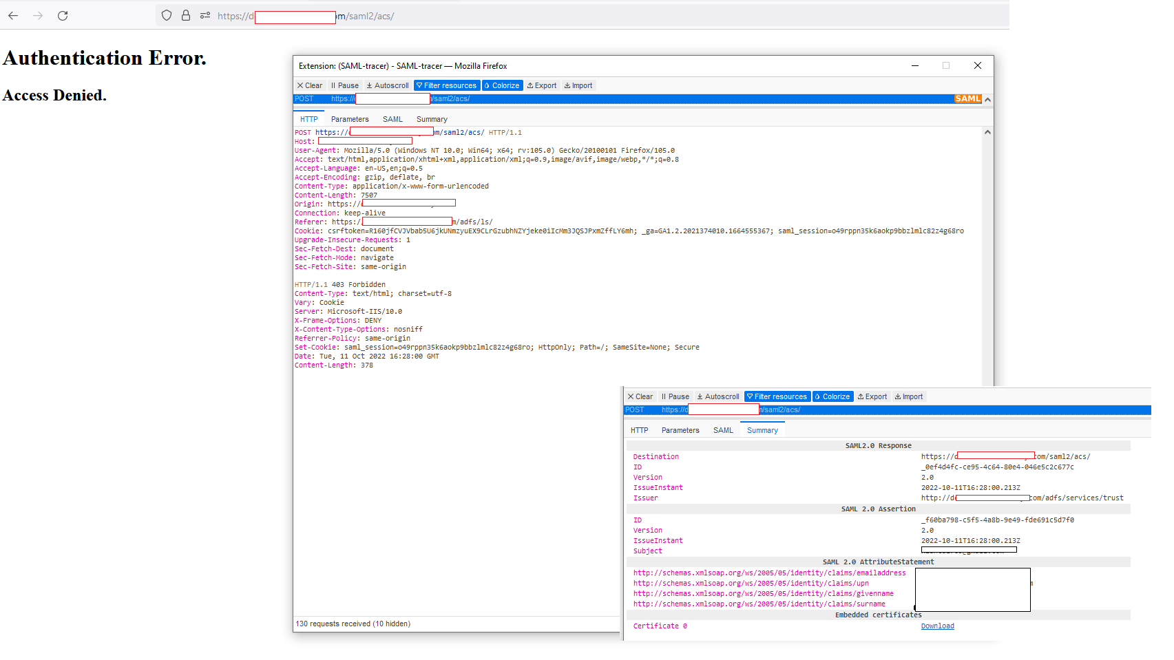 Authentication Error. Access Denied. on saml2/acs After I login Federation Service succesfully ...