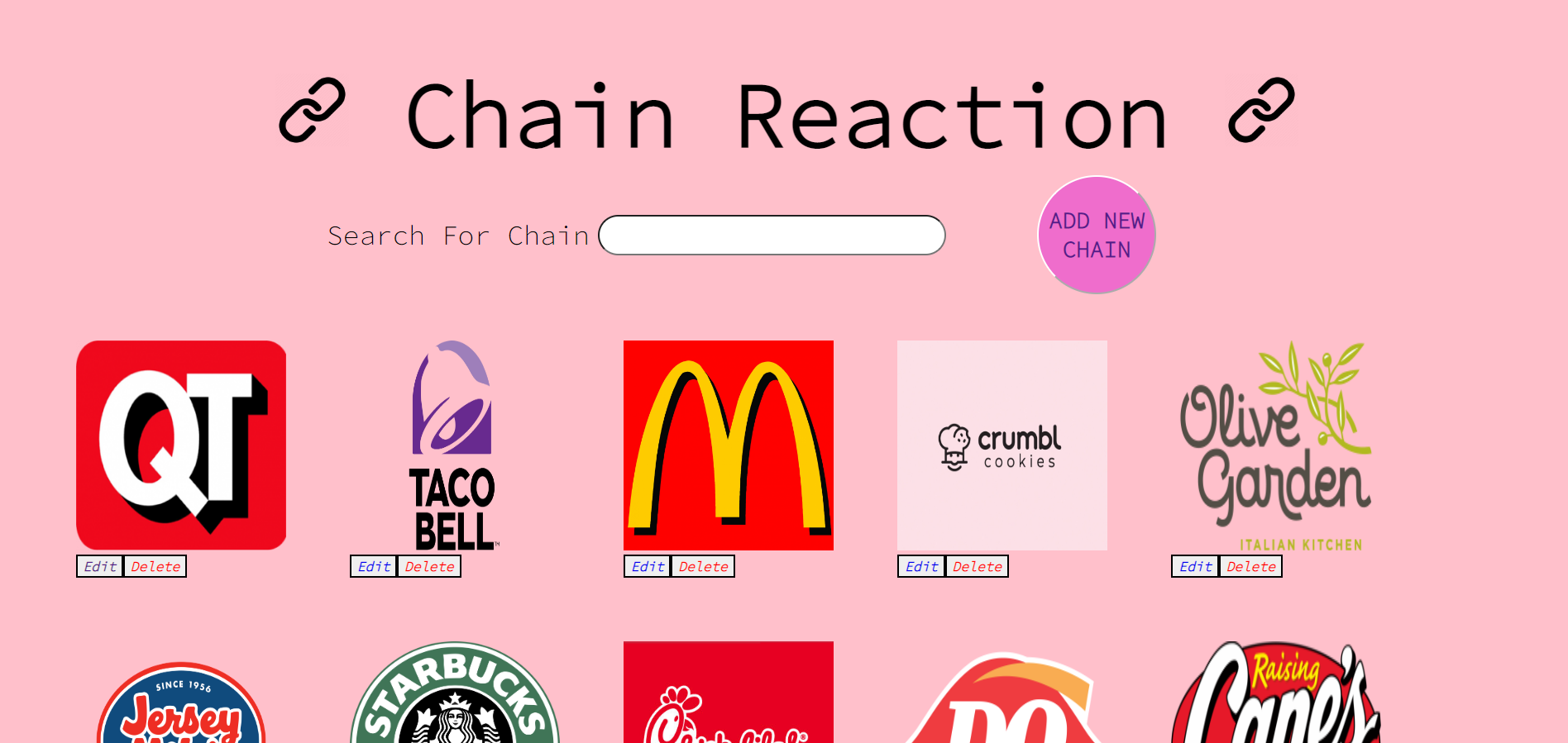 GitHub - JennaRParker/ChainReaction: An interactive application allowing chain-restaurant-lovers ...
