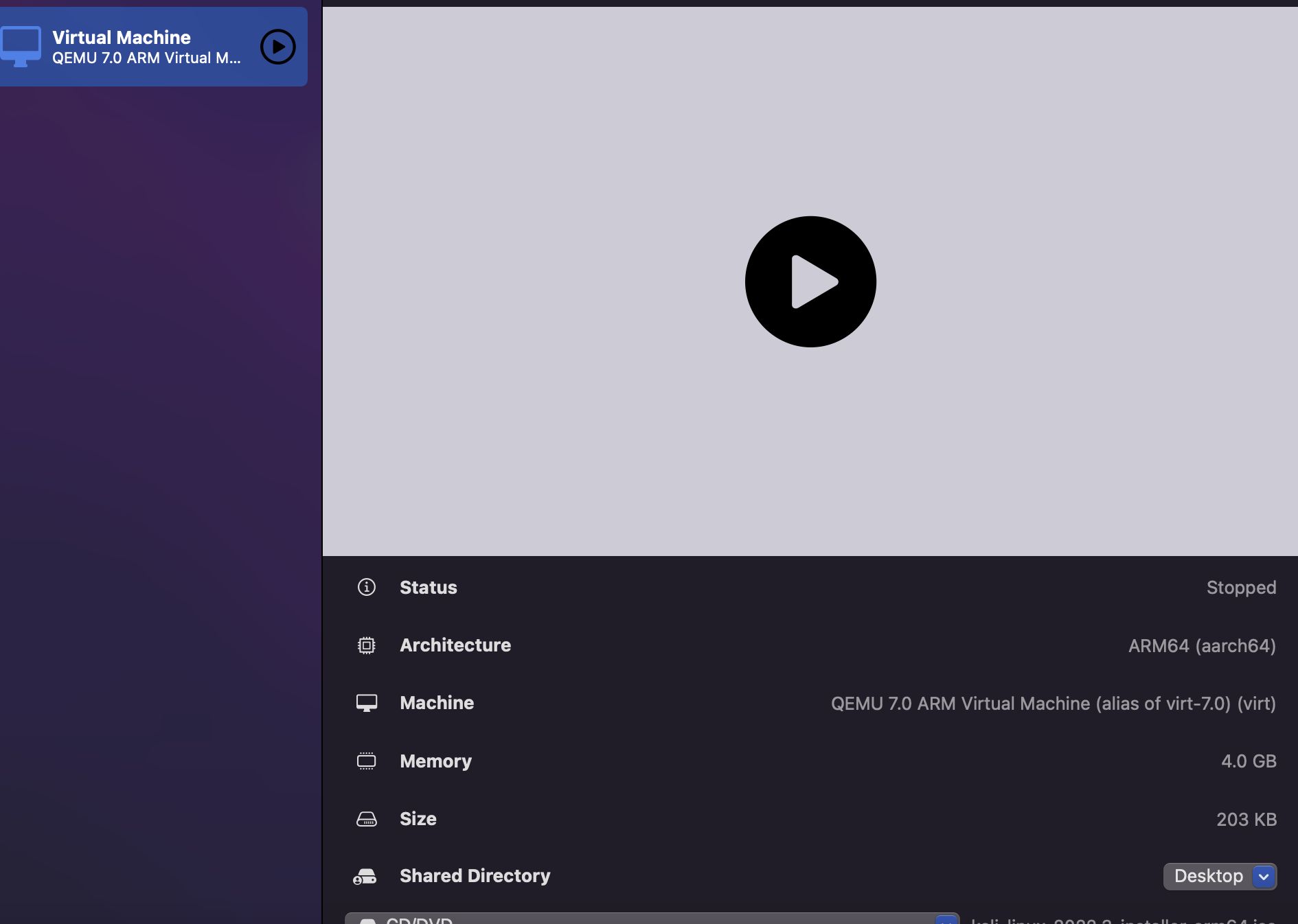 black page start Kali linux M1 Macbook air issue · Issue #4322 · utmapp/UTM · GitHub